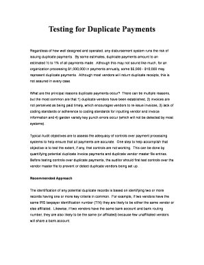 Fillable Online Testing for Duplicate Payments - EZ-R Stats LLC Fax ...