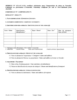 Fillable Online MODELE N I.Ct.AU.11/13: certificat v t rinaire pour l'importation de ... Fax ...