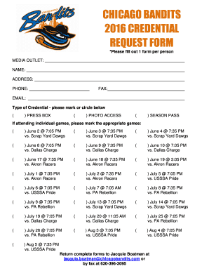 Fillable Online C 2016 CREDENTIAL REQUEST FORM Fax Email Print - pdfFiller