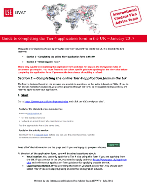 Fillable Online Guide to completing the Tier 4 application form in the ...