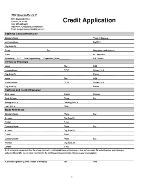 Fillable Online Customer Credit Application Template Fax Email Print ...