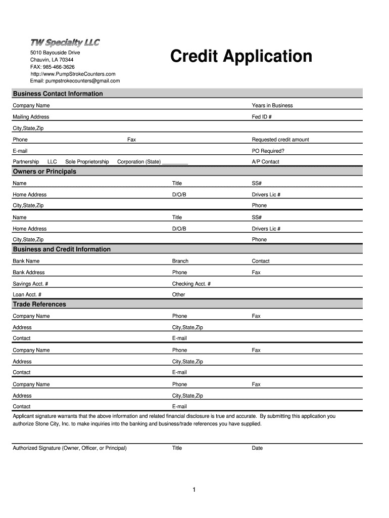 Fillable Online Customer Credit Application Template Fax Email Print - pdfFiller