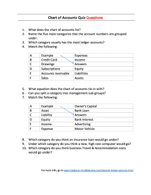 Fillable Online Chart of Accounts Quiz Questions Fax Email Print - pdfFiller