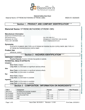 Fillable Online Material Safety Data Sheet Material Name ...