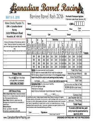 Fillable Online Barriere Barrel Bash Entry Form 2016 Fax Email Print ...
