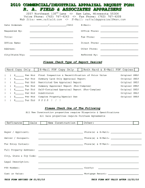 Fillable Online COMMERCIALINDUSTRIAL APPRAISAL REQUEST FORM Fax Email ...