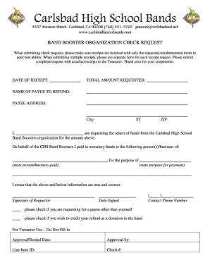 Fillable Online Band Booster Check Request Form - the homepage of the ...