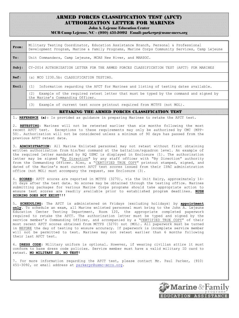 Fillable Online AUTHORIZATION LETTER FOR MARINES Fax Email Print ...
