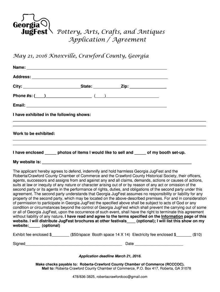Fillable Online Pottery, Arts and Crafts Vendor Application Fax Email Print - pdfFiller