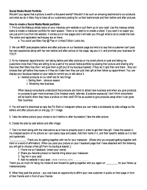 Fillable Online Social Media Model Portfolio How to create a Social ...