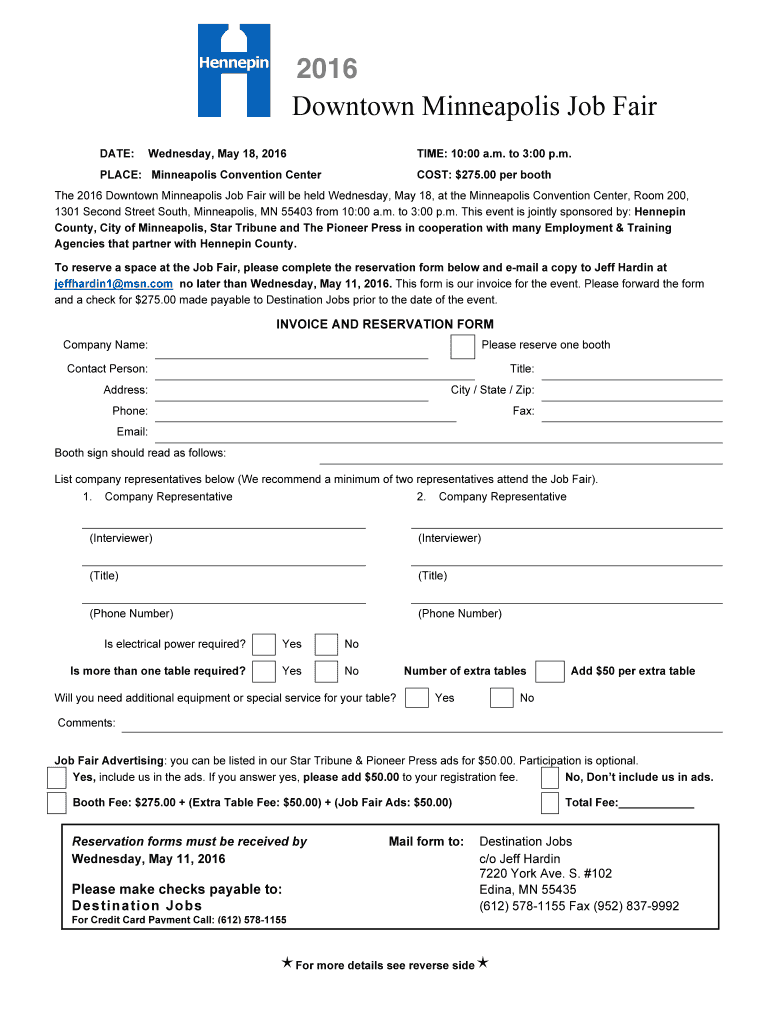 Fillable Online 5-18-16 Booth Reservation Form.docx Fax Email Print ...