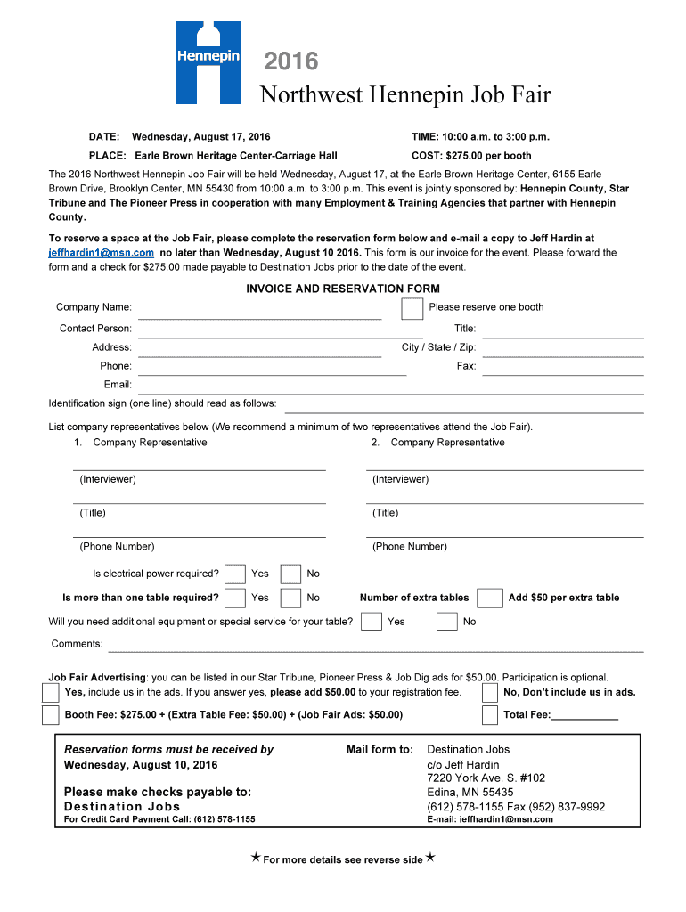 Fillable Online 8-17-16 Booth Reservation Form.docx Fax Email Print ...