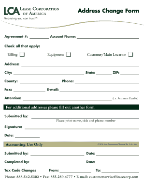 Fillable Online Address Change Form - Lease Corporation of America Fax ...
