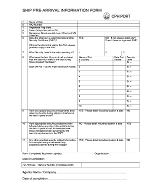 Fillable Online SHIP PRE-ARRIVAL INFORMATION FORM Fax Email Print ...