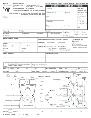 Fillable Online Scoliosis / Kyphosis Form - Spinal Technology Inc. Fax ...
