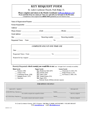 Fillable Online stlukespr KEY REQUEST FORM - bstlukesprbborgb Fax Email ...