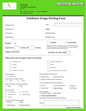 Fillable Online Exhibition Design Briefing Form Fax Email Print - pdfFiller
