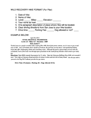 Fillable Online wildrecovery WILD RECOVERY HIKE FORMAT For Flier 1 Date ...