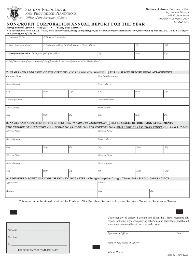 Fillable Online NON-PROFIT CORPORATION ANNUAL REPORT FOR THE YEAR Fax ...