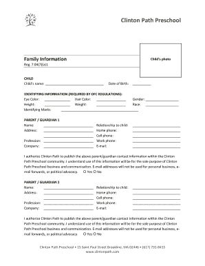 Fillable Online Family Information and Developmental History ...