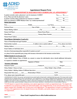 Fillable Online 00 DEPOSIT IS REQUIRED WHEN SCHEDULING AN APPOINTMENT ...