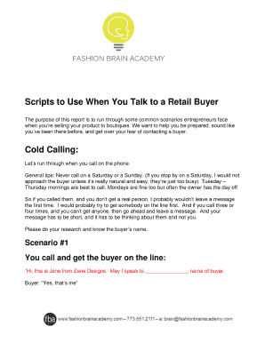 Fillable Online Scripts to Use When You Talk to a Retail Buyer Cold ...