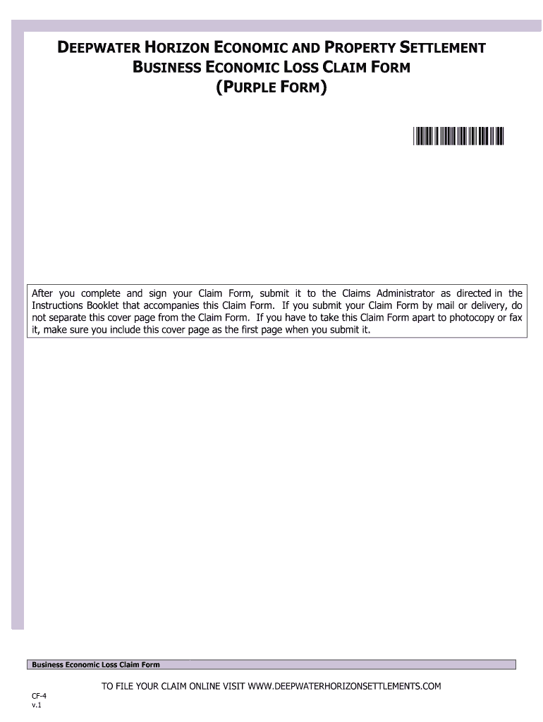 Fillable Online DEEPWATER HORIZON ECONOMIC AND PROPERTY SETTLEMENT ...
