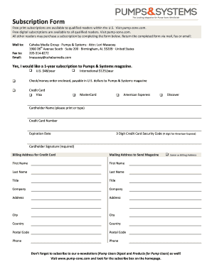 Fillable Online Paid Sub Form - PampS - Pumps amp Systems Fax Email ...