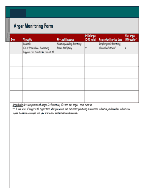 Fillable Online Anger Monitoring Form - Genesis Counseling Center Fax ...