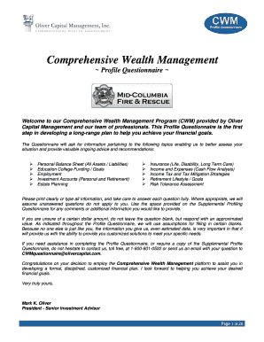 Fillable Online Comprehensive Wealth Management - Oliver Capital Fax Email Print - pdfFiller