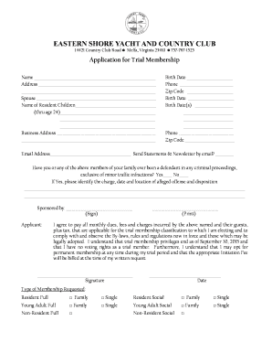 Fillable Online 2015 Trial Membership Application Fax Email Print ...