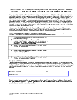 Fillable Online Verification of Eligibility for Healthcare Insurance ...