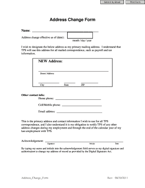 Fillable Online Address Change Form - TPS Incorporated Fax Email Print - pdfFiller