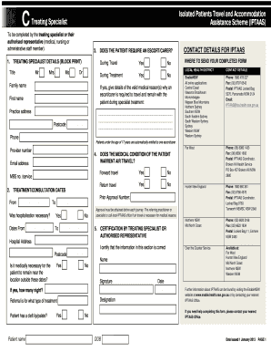 Fillable Online IPTAAS Form C Treating Specialist Details - Dr Oliver ...