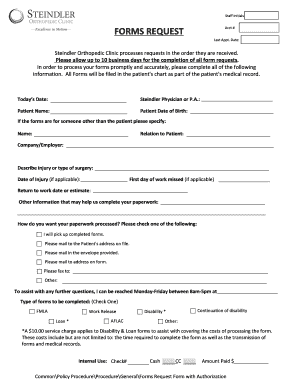 Fillable Online Forms request - Steindler Orthopedic Clinic Fax Email ...