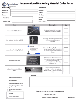 Fillable Online Interventional Marketing Material Order Form ...