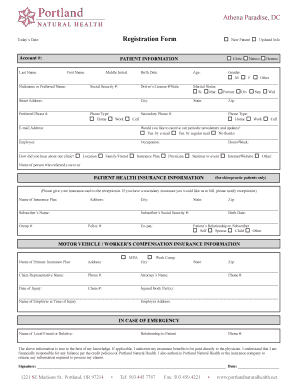 Fillable Online portlandnaturalhealth Todays Date Registration Form ...