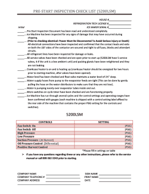 Fillable Online Pre-start inspection check list (5200lsm) - Ice House ...