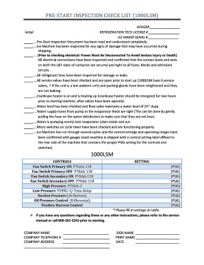 Fillable Online PRE-START INSPECTION CHECK LIST 1000LSM Fax Email Print ...