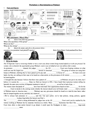 Fillable Online skoppe free Worksheet 1 Discrimination at Walmart ...
