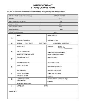 Fillable Online Sample Status Change Form - The Employers039 Choice Fax ...