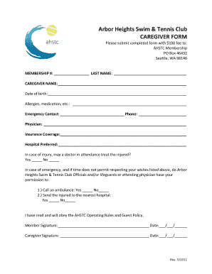 Fillable Online 2011 Caregiver Form Fax Email Print - pdfFiller