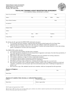 Fillable Online Traveling Training Agent Registration Form Fax Email ...