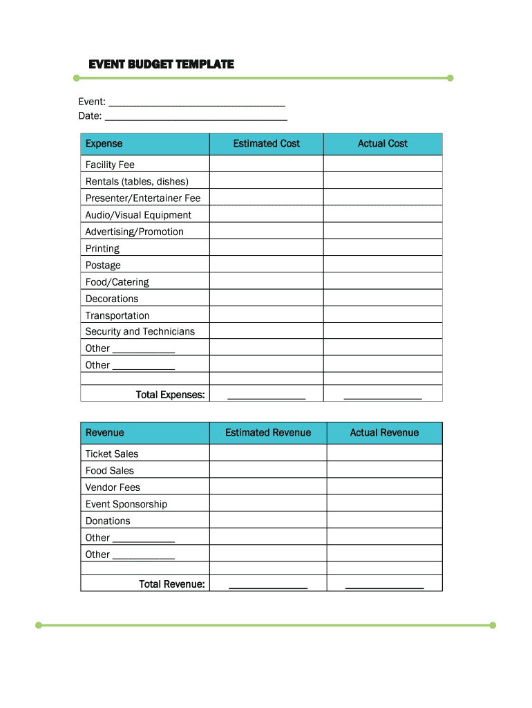 Fillable Online eventplanning unt Sample Budget Expense Form ...