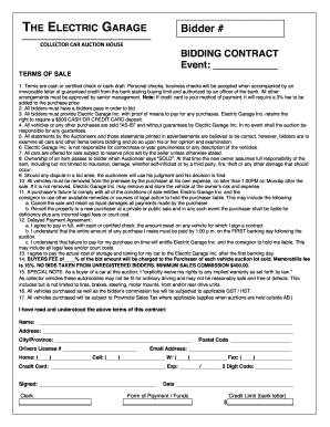 Fillable Online Bidder # - the Electric Garage Fax Email Print - pdfFiller