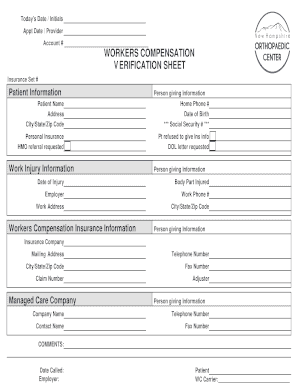 Fillable Online WC Verification Form.xls Fax Email Print - pdfFiller