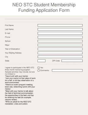 Fillable Online neostc NEO STC Student Membership Funding Application ...