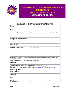 Fillable Online Request to borrow equipment form - bPANAMUNAb Fax Email ...