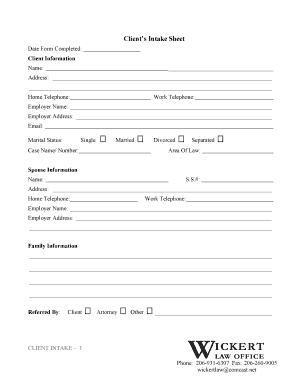 Fillable Online Client Intake Sheet Form 3 Fax Email Print - pdfFiller