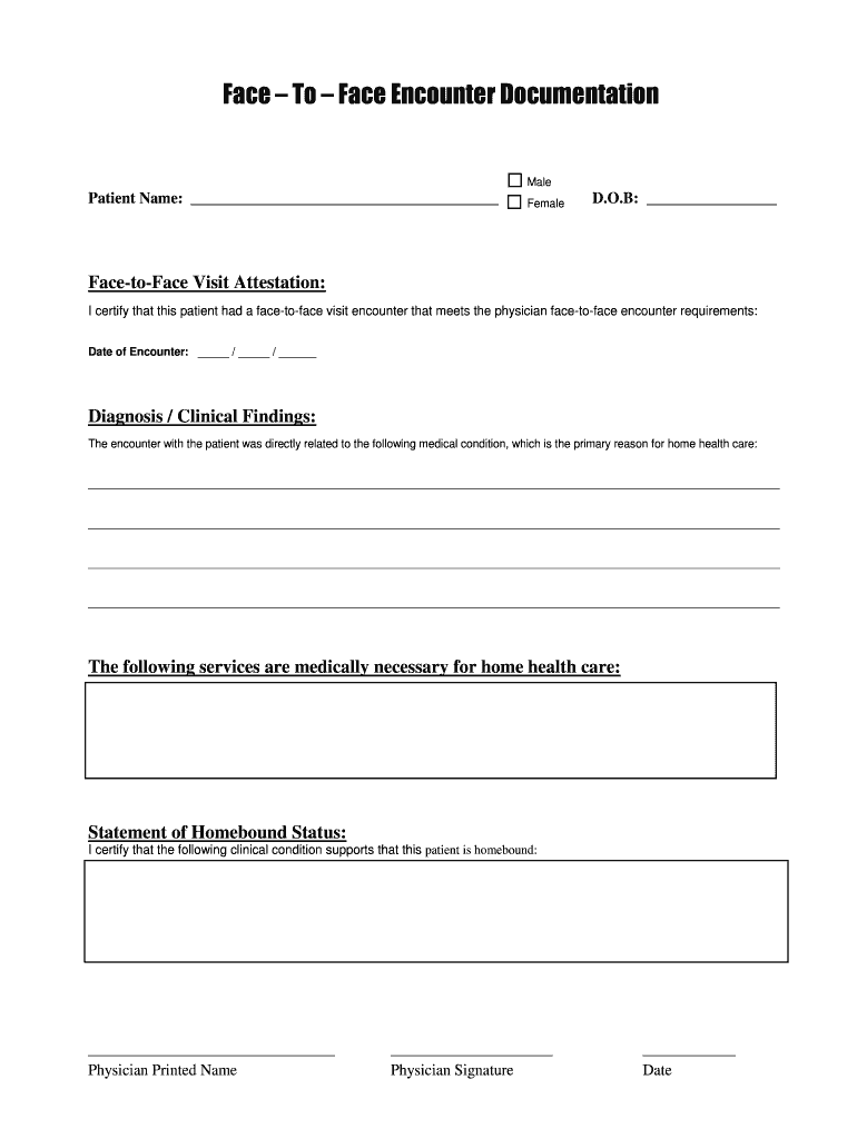 Fillable Online Face To Face Encounter Documentation - Warm Springs ...